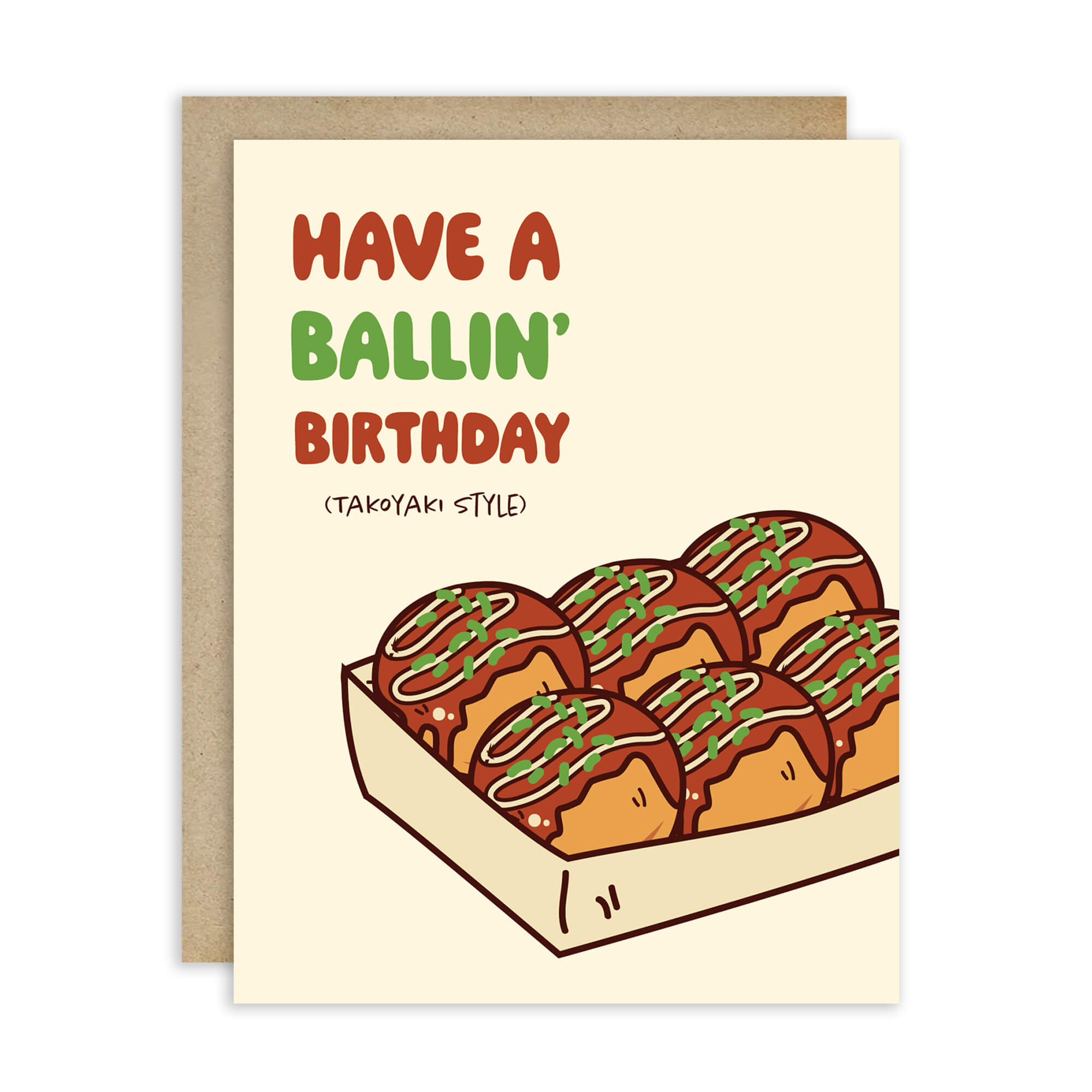 Ballin’ Takoyaki Card | Cute Japanese Food Snacks Funny Asian Birthday – Cute Asian Cards
