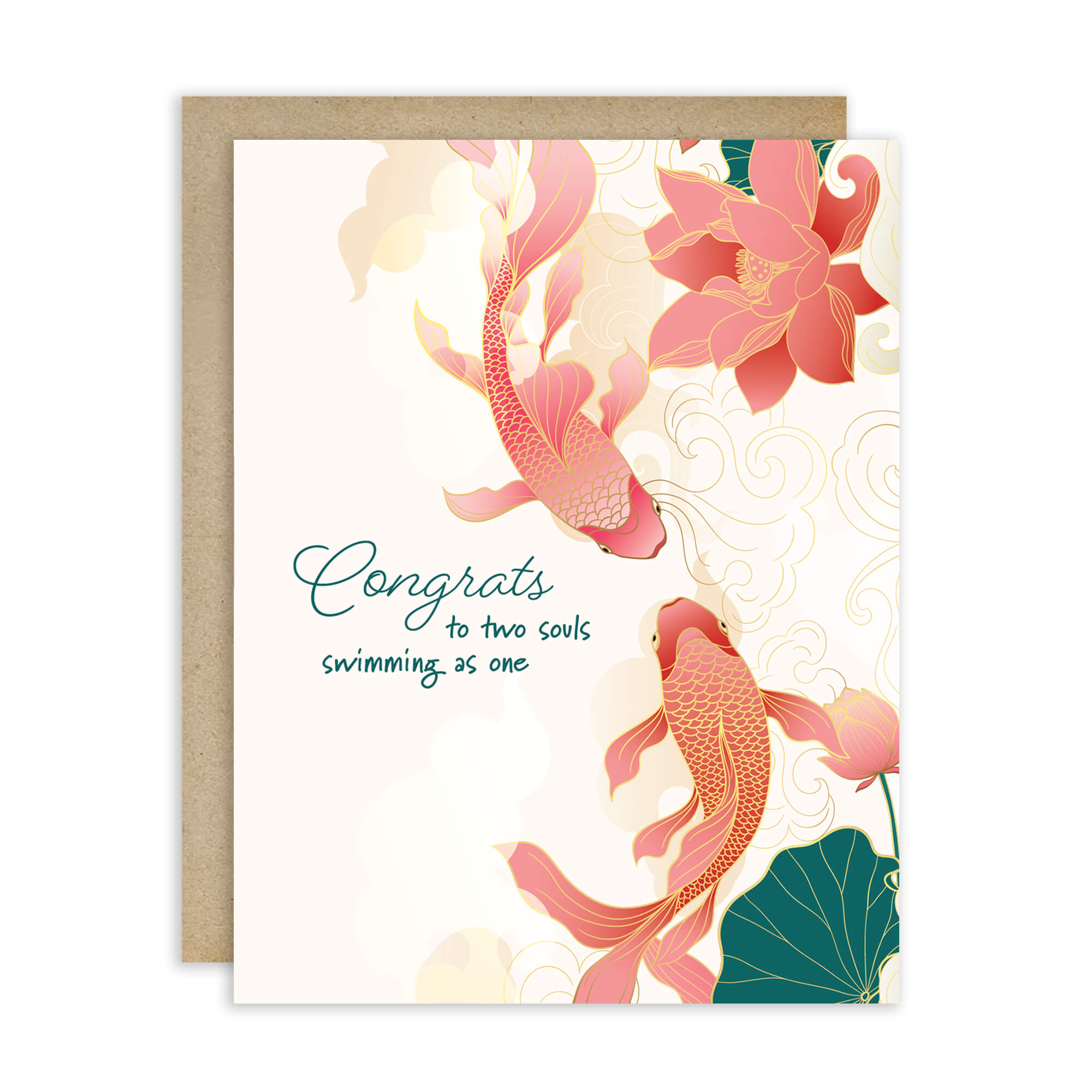 Koi Fish Asian Wedding Cards | Congrats Lotus Pond Scene for Couples ...