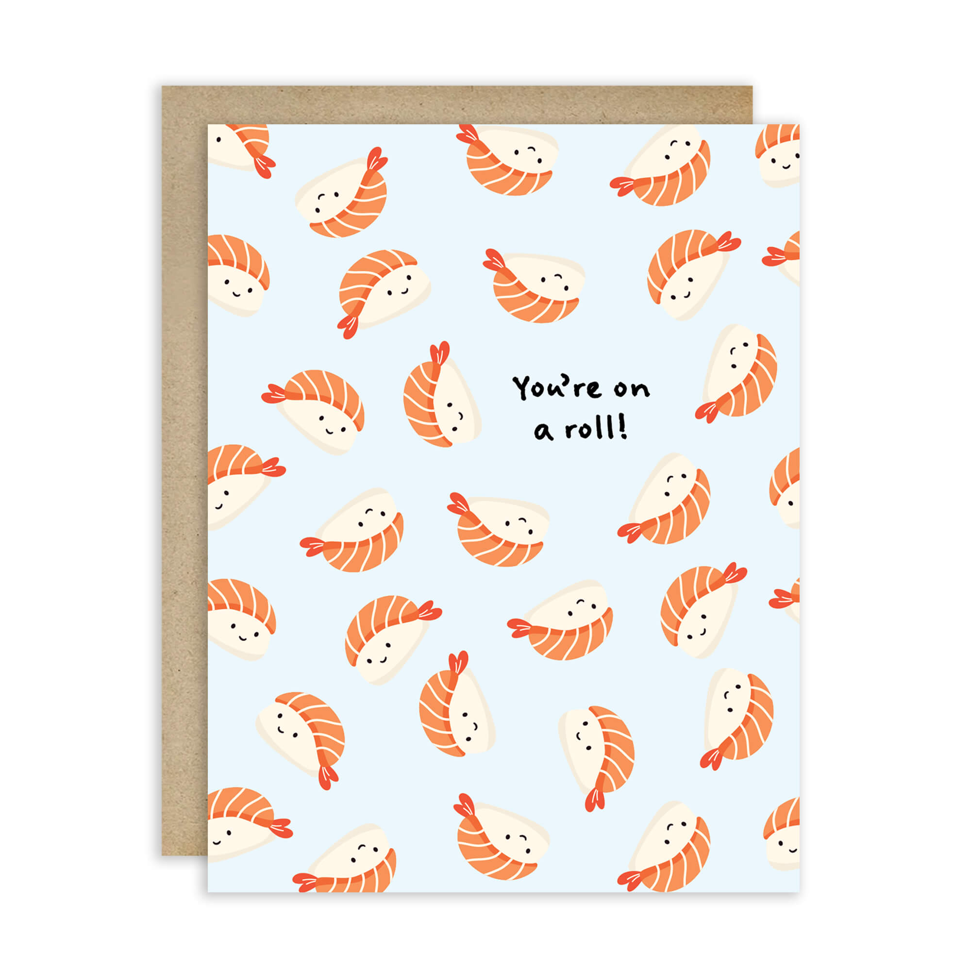 Nigiri Japanese Greeting Cards | Cute Asian Salmon Food Sushi Rolls ...
